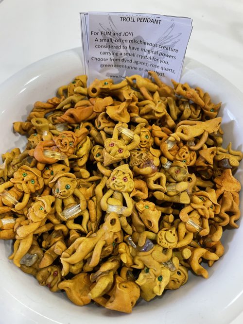 Troll Pendant - with crystal point or tumbled stone for whimsical ...