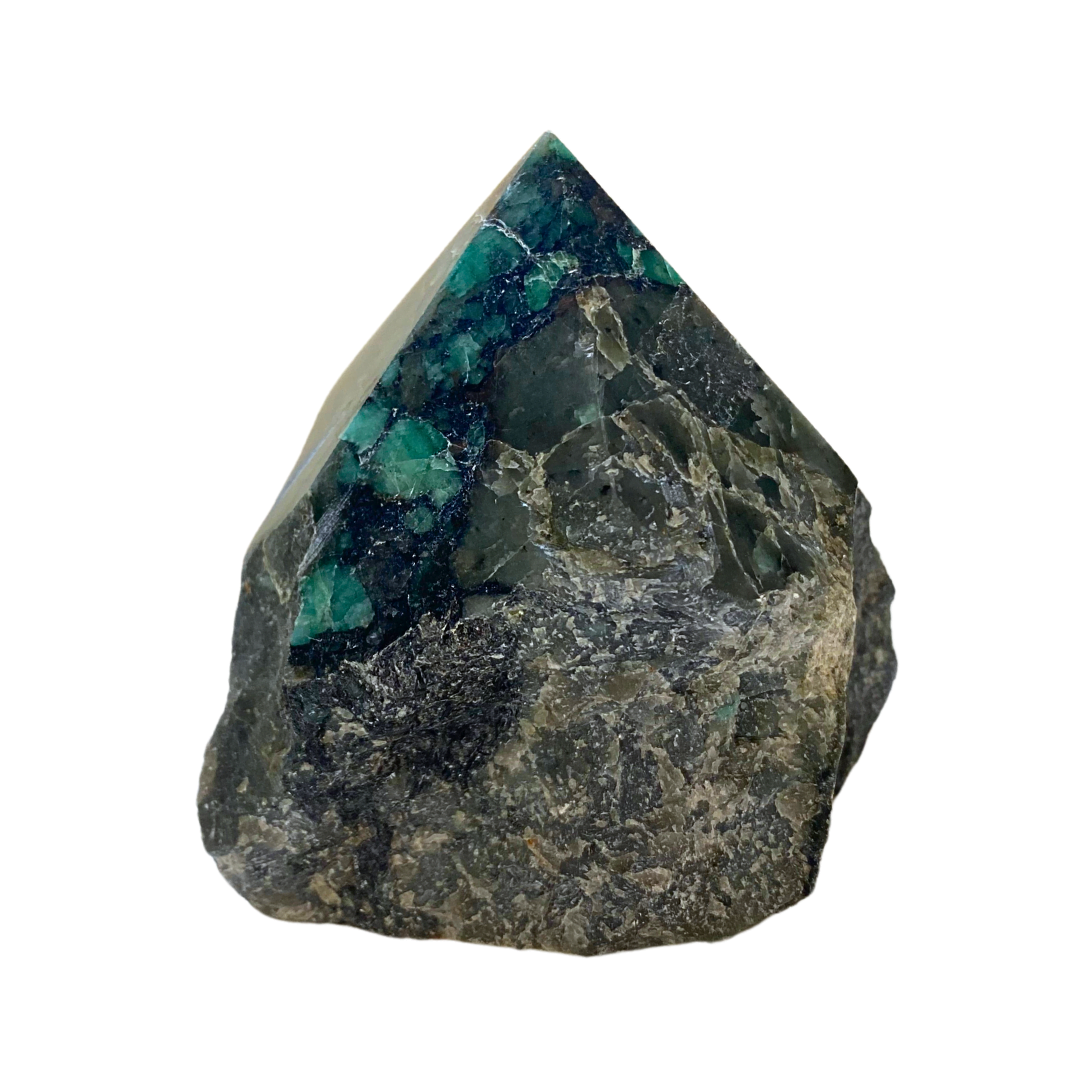 Large Emerald Semi-Polished Point for Abundance and wealth