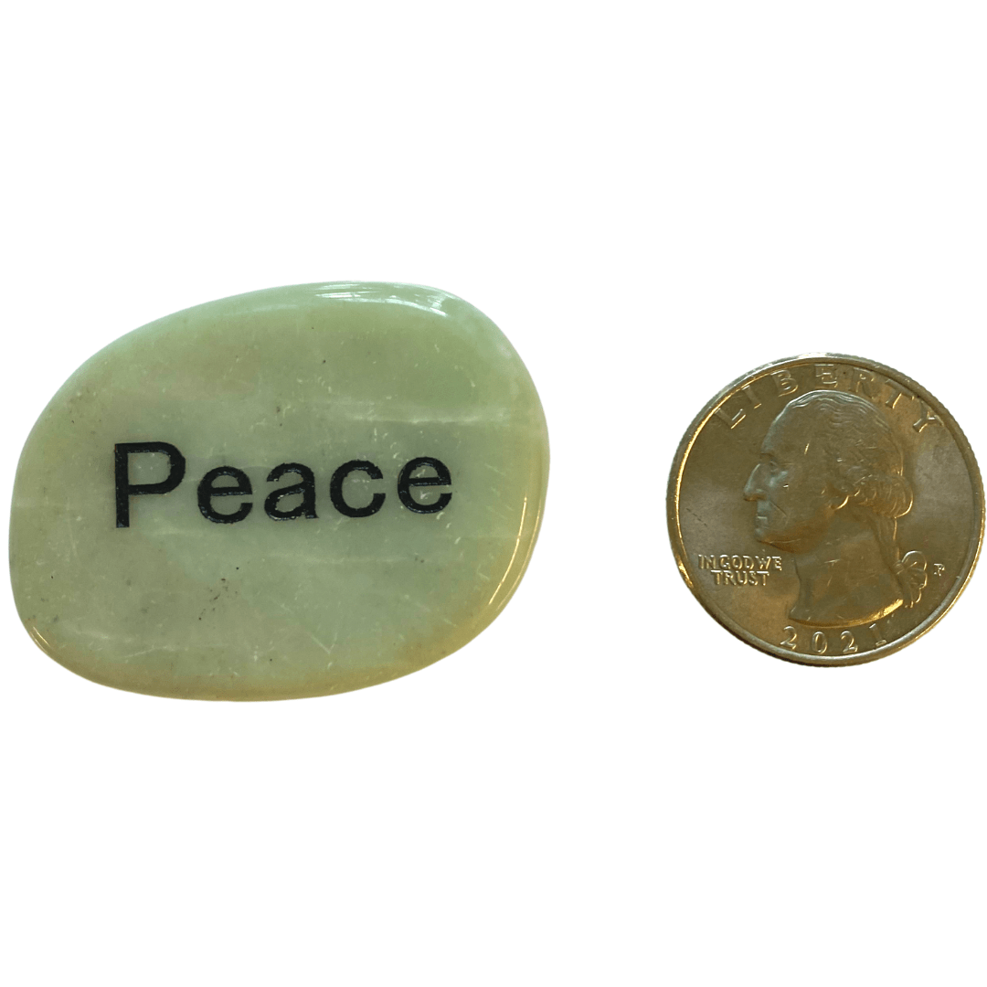 Jade Peace Word Stone for positive thinking and positive reinforcement.