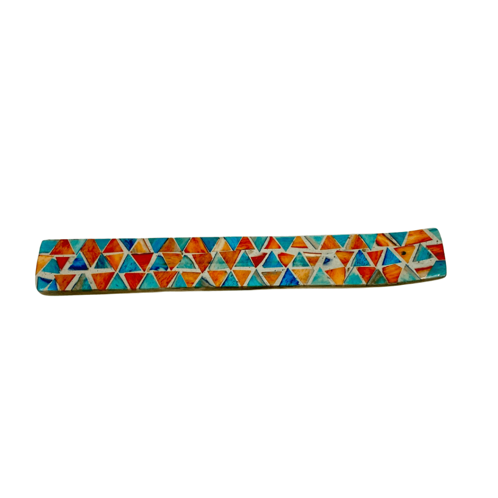 Orange and Blue Triangle Mosaic Inlay Incense Holder - The Crystal ...